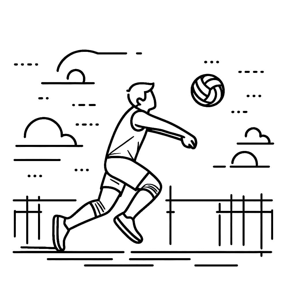 Tô màu Chàng Trai Đỡ Bóng Chuyền - Trang Tô Màu Cho Bé