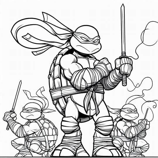 Tô màu Ninja Rùa Cảnh Giác - Trang Tô Màu Cho Bé