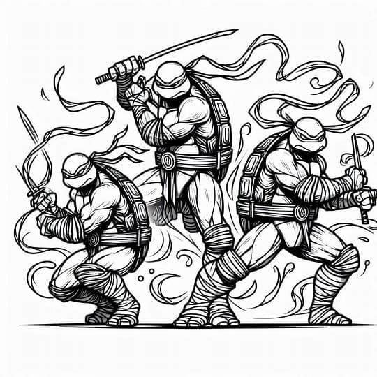 Tô màu Ninja Rùa Chuẩn Bị - Trang Tô Màu Cho Bé