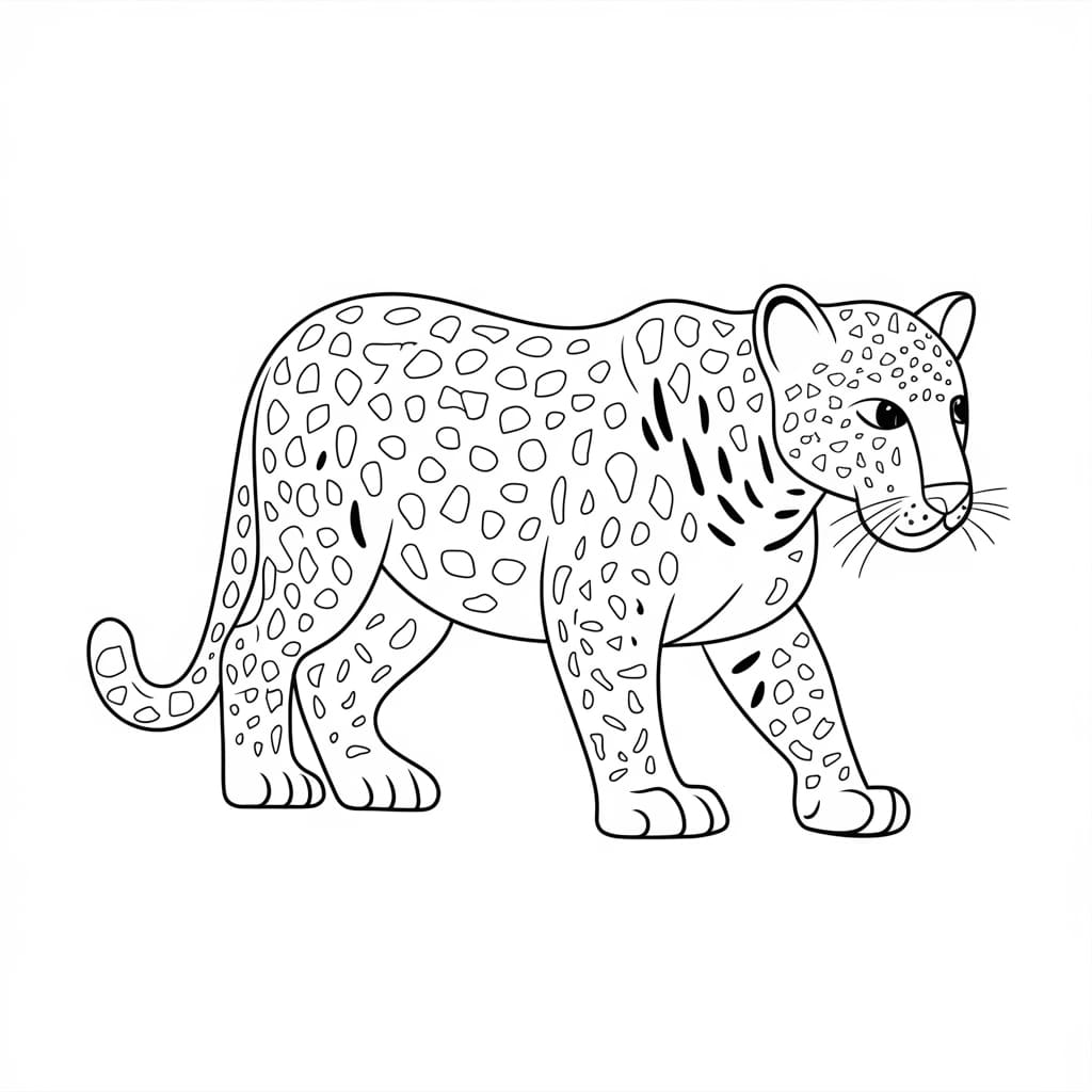 Tô màu Con Báo Đốm Cái Đơn Giản - Trang Tô Màu Cho Bé