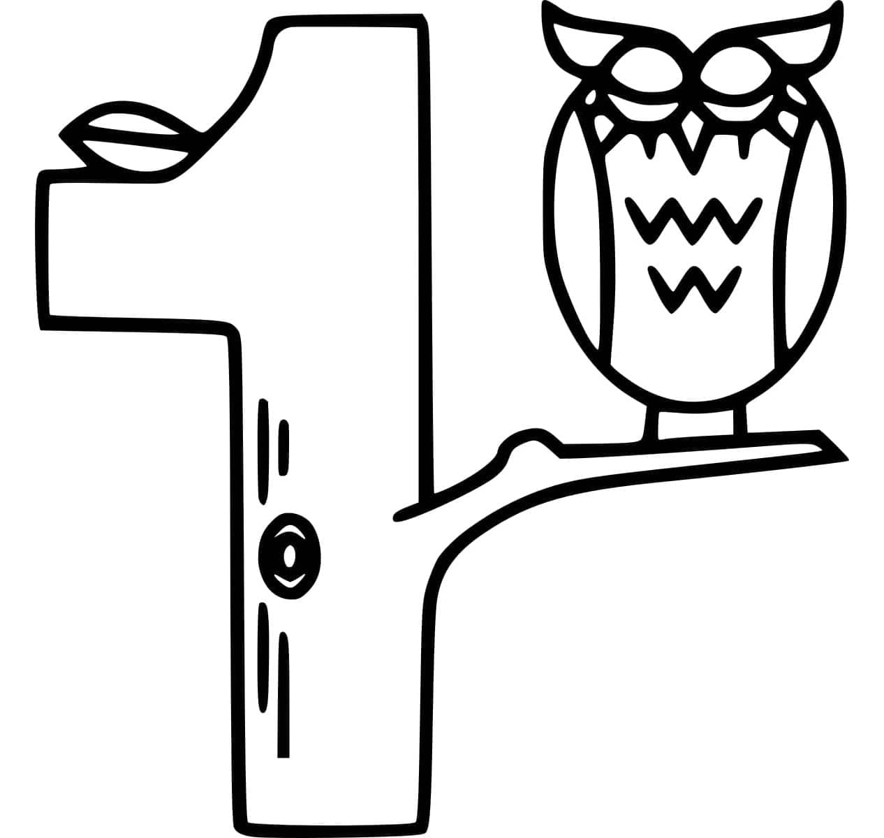 Tô màu Số 1 Với Con Cú - Trang Tô Màu Cho Bé